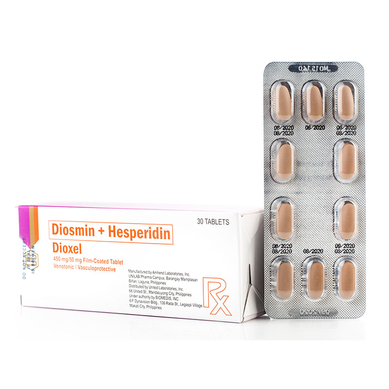 DIOXEL Diosmin / Hesperidin 450mg / 50mg Film-Coated Tablet 1's price ...